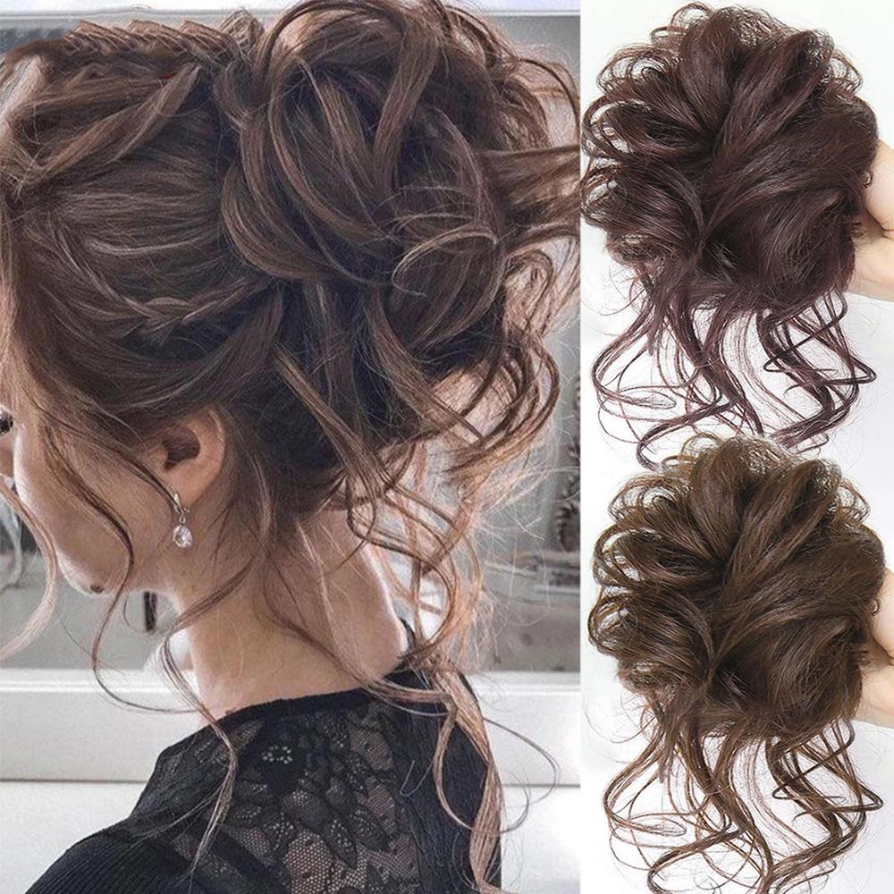 Synthetic bun wig fluffy hair ring ball head – Peekabu
